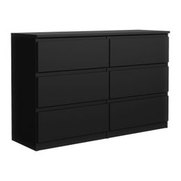 KOMMODE NUDO 138,5/78,5/39cm mit 6 Schubladen T&uuml;ren Schwarz