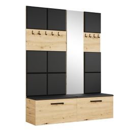 GARDEROBENSCHRANK MODULO 161,2/204/40 cm Modern Garderobe-Set Eiche Artisan