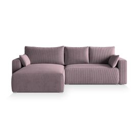 ECKSOFA FORIL P Lila Kordstoff mit Schlaffunktion