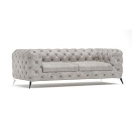 CHESTERFIELD-SOFA 3-Sitzer Quantum Grau Samt