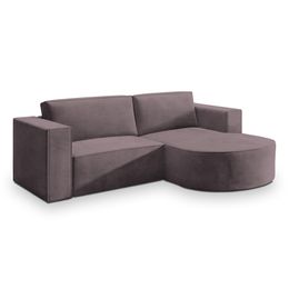 ECKSOFA SORELA M R-S Lila Velours-Stoff mit Schlaffunktion