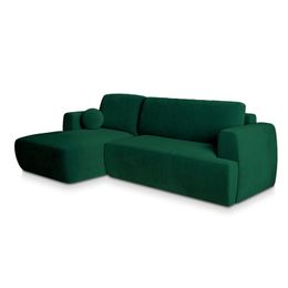 ECKSOFA SENTI K L-S Gr&uuml;n Pl&uuml;sch-Stoff mit Schlaffunktion