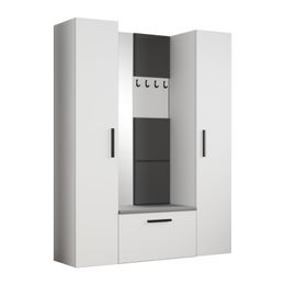 GARDEROBENSCHRANK MODULO 160,6/204/40 cm Modern Garderobe-Set Wei&szlig;