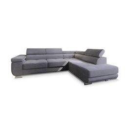 ECKSOFA APIRO R-S Grau Kordstoff mit Schlaffunktion