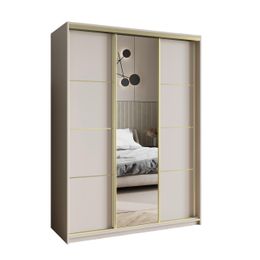 SCHWEBET&Uuml;RENSCHRANK VARO 150/205/60 cm 3-t&uuml;rig mit Spiegel Kaschmir