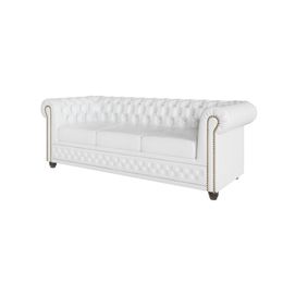 CHESTERFIELD-SOFA 3-sitzer Morin Wei&szlig; vegan Leder