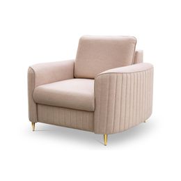 SESSEL VELA, Modern Polstersessel Loungesessel, Velours-Stoff Beige