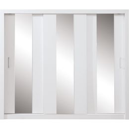 SCHWEBET&Uuml;RENSCHRANK MIRA 250/215/60cm 3-t&uuml;rig mit Spiegel Wei&szlig;