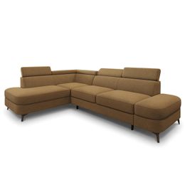 ECKSOFA AVISE Q L-S Orange Boucle-Stoff mit Schlaffunktion