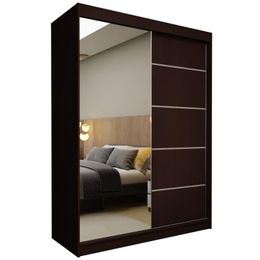 SCHWEBET&Uuml;RENSCHRANK MIRELLA 150/216/61 cm 2-t&uuml;rig mit Spiegel Wengefarben
