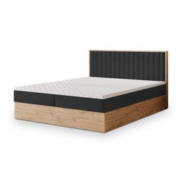 BOXBETT VARELI 140x200 cm mit Matratze und Topper - Schwarz