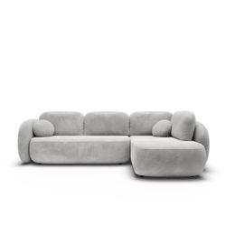 ECKSOFA AMICO II R-S Hellgrau Geflochtener Stoff mit Schlaffunktion