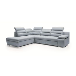 ECKSOFA RISO Blau Velours-Stoff mit Schlaffunktion