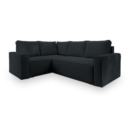 ECKSOFA ESTANO L-S Schwarz Kordstoff mit Schlaffunktion
