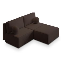 ECKSOFA VARNA P Braun Kordstoff mit Schlaffunktion