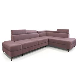 ECKSOFA AVISE M R-S Lila Velours-Stoff mit Schlaffunktion