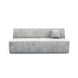 BETTSOFA TESSO Grau Kordstoff mit Schlaffunktion