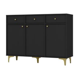 KOMMODE TORINO 125/94/41 cm mit 3 Schubladen 3 T&uuml;ren Graphitfarben