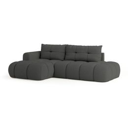 ECKSOFA FLUMA L-S Grau Boucle-Stoff mit Schlaffunktion