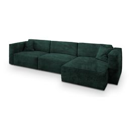 ECKSOFA TOLMO Gr&uuml;n Kordstoff mit Schlaffunktion