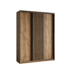 SCHWEBET&Uuml;RENSCHRANK VONTE 150/205/60 cm 3-t&uuml;rig mit Lamellen Eiche Lefkas