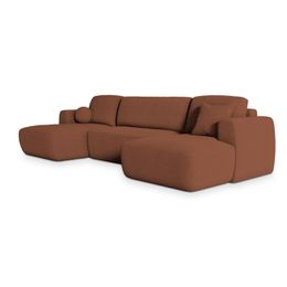 WOHNLANDSCHAFT SENTUM N Orange Boucle-Stoff mit Schlaffunktion