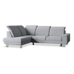 ECKSOFA LERMA L-S Hellgrau Velours-Stoff mit Schlaffunktion