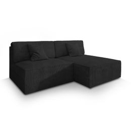 ECKSOFA FIORO P Schwarz Kordstoff mit Schlaffunktion