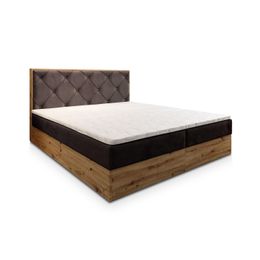 BOXBETT FOSCO 180x200 cm mit Matratze und Topper - Braun