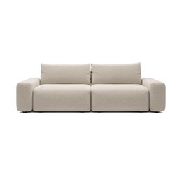 BETTSOFA RUOTA Creme Chenille-Stoff mit Schlaffunktion