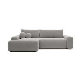 ECKSOFA RUOTA Grau Boucle-Stoff mit Schlaffunktion