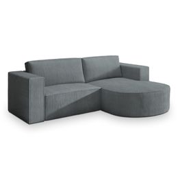 ECKSOFA SORELA P R-S Grau Kordstoff mit Schlaffunktion