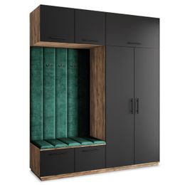 GARDEROBENSCHRANK REMA 200/240/60 cm Modern Garderobe-Set Eiche Lefkas
