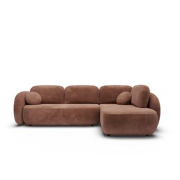 ECKSOFA AMICO II R-S Braun Geflochtener Stoff mit Schlaffunktion