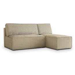 ECKSOFA BRISO M Creme Velours-Stoff mit Schlaffunktion