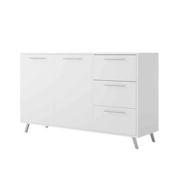 KOMMODE ELISE 140/86/41cm mit 3 Schubladen 2 T&uuml;ren Wei&szlig;