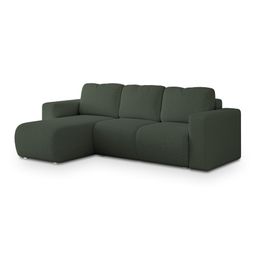ECKSOFA RINOVA Gr&uuml;n Boucle-Stoff mit Schlaffunktion