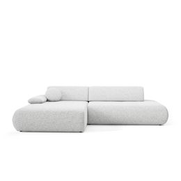 ECKSOFA DELTA L-S Hellgrau Geflochtener Stoff mit Schlaffunktion