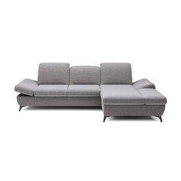 ECKSOFA FELICE R-S Hellgrau Geflochtener Stoff mit Schlaffunktion