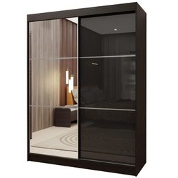 SCHWEBET&Uuml;RENSCHRANK VITALE 150/216/61 cm 2-t&uuml;rig mit Spiegel Schwarz
