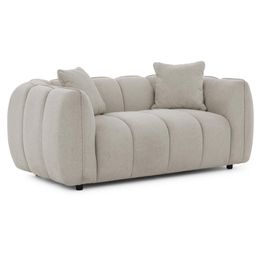2-SITZER SOFA Nubira in tief gesteppter Bubble-Optik aus weichem Taupe Strukturstoff im modernen Design