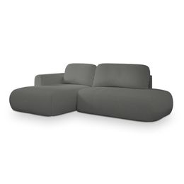ECKSOFA NUVIRA L-S Grau Boucle-Stoff mit Schlaffunktion