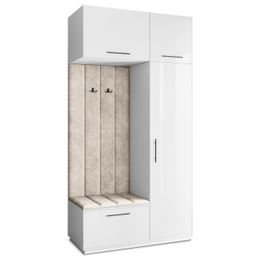 GARDEROBENSCHRANK REMA 120/240/60 cm Modern Wei&szlig;