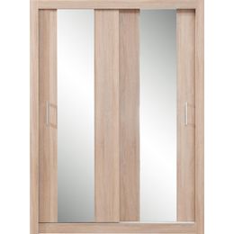 SCHWEBET&Uuml;RENSCHRANK MIRA 160/215/60cm 2-t&uuml;rig mit Spiegel Sonoma Eiche