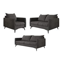 SITZGARNITUR 3+2+1 Pulse Graphit Luxusmikrofaser