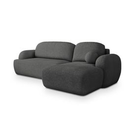 ECKSOFA MODENZA N R-S Grau Boucle-Stoff mit Schlaffunktion