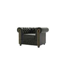 CHESTERFIELD-SESSEL Flux Anthrazit Microfaser Vintageoptik