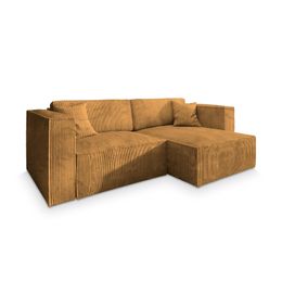 ECKSOFA NERIO P Gelb Kordstoff mit Schlaffunktion