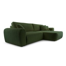 ECKSOFA VIVA Gr&uuml;n Kordstoff mit Schlaffunktion
