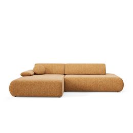 ECKSOFA DELTA L-S Braun Geflochtener Stoff mit Schlaffunktion